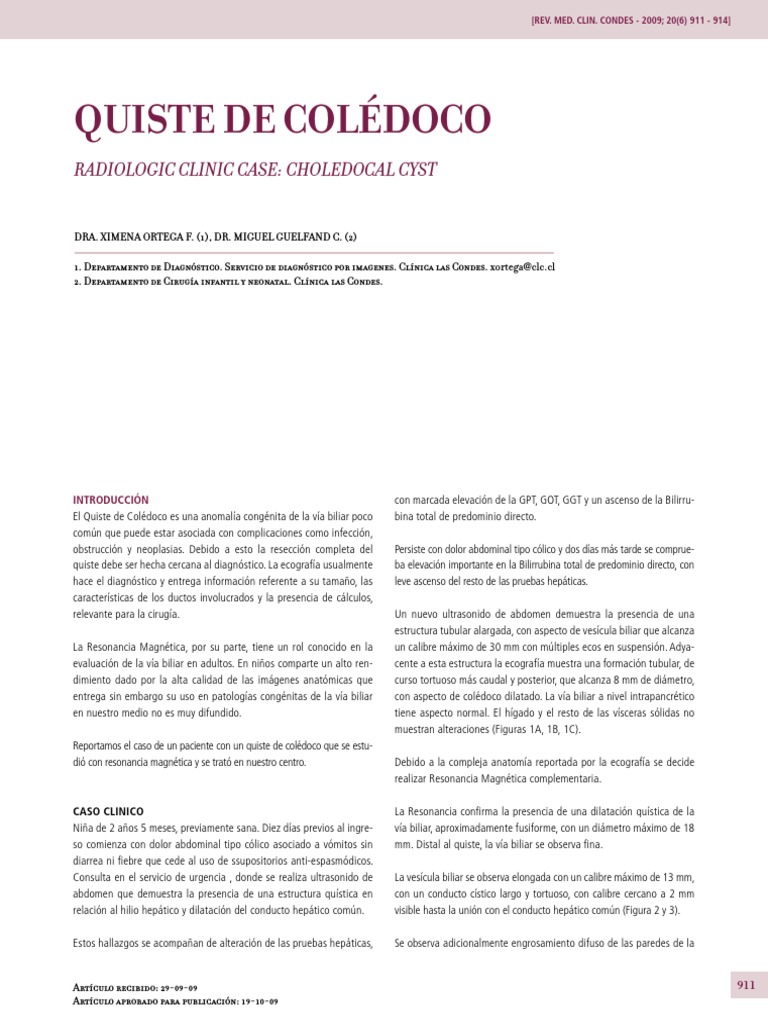 024 Quiste Coledoco | PDF | Ultrasonido médico | Vesícula biliar