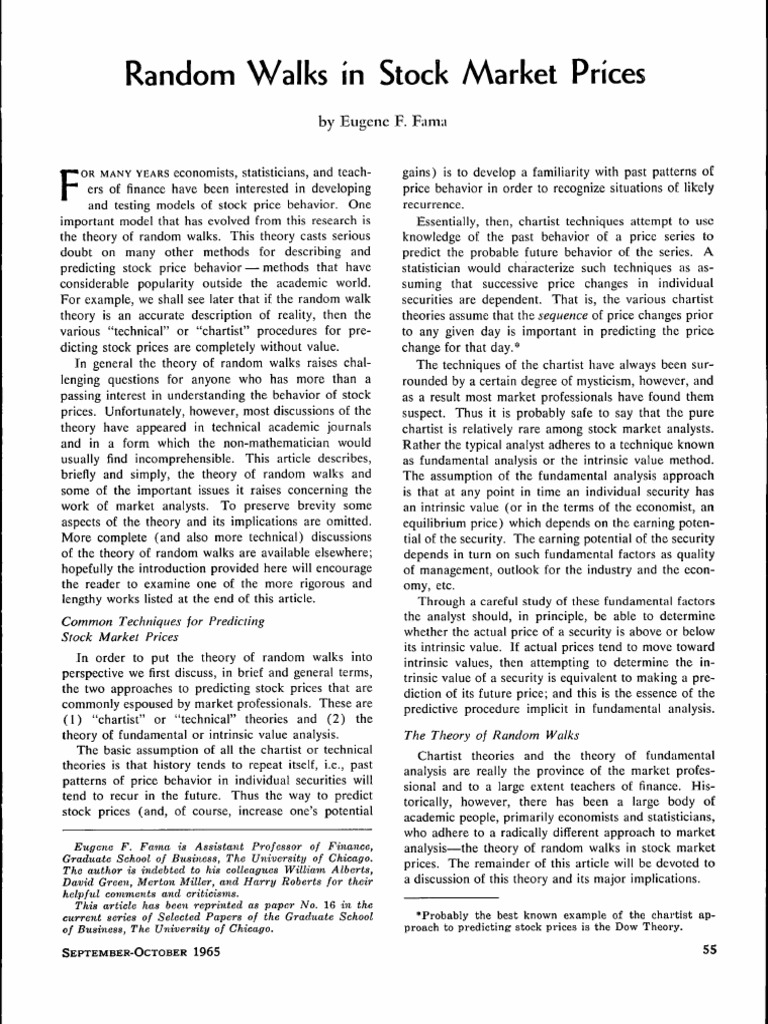 Fama Random Walk | PDF | Efficient Market Hypothesis | Randomness