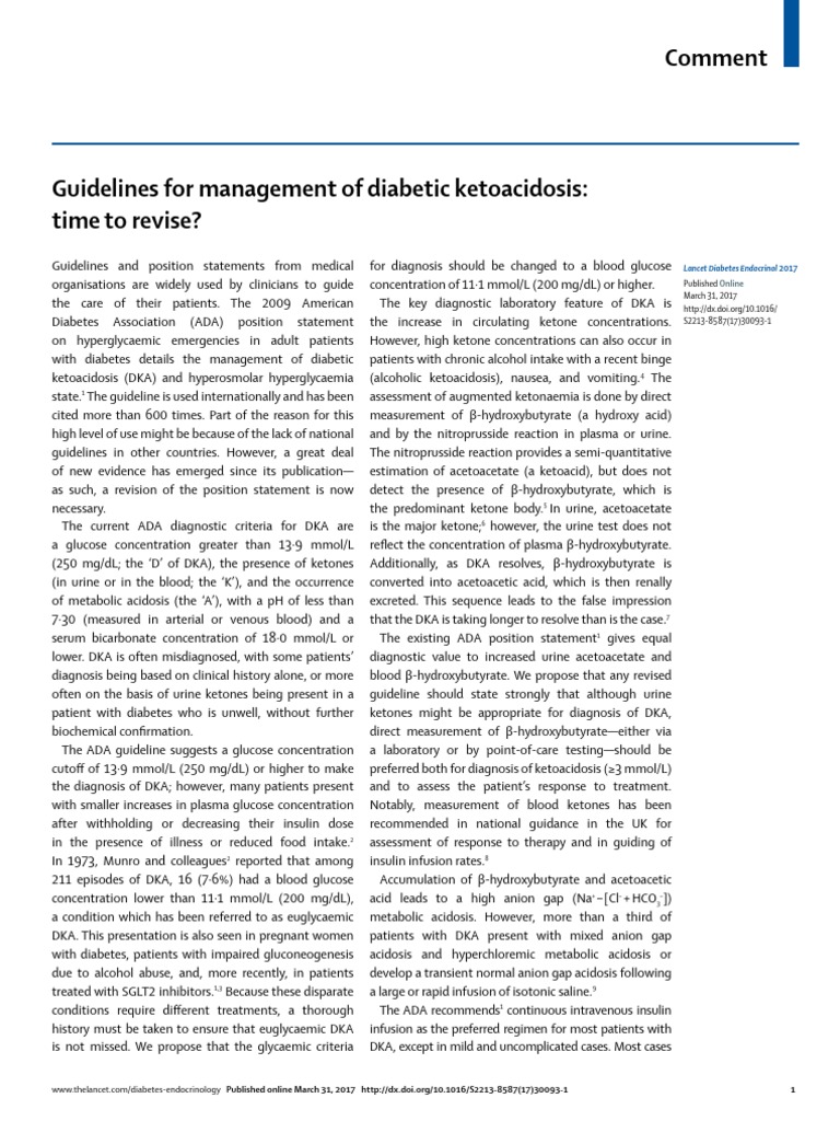 Guidelines For Management of Diabetic Ketoacidosis. Time To Revise ...