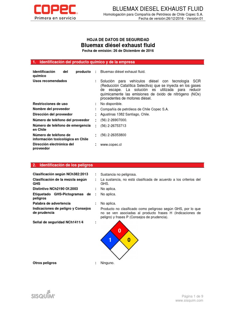 Docu-Prse-677!02!01 Bluemax Diesel Exhaust Fluid | PDF | Amoníaco | Agua
