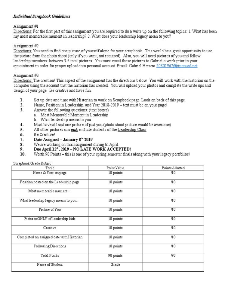 Scrapbook Guidelines 2018-2019 | PDF | Scrapbooking | Behavior Modification