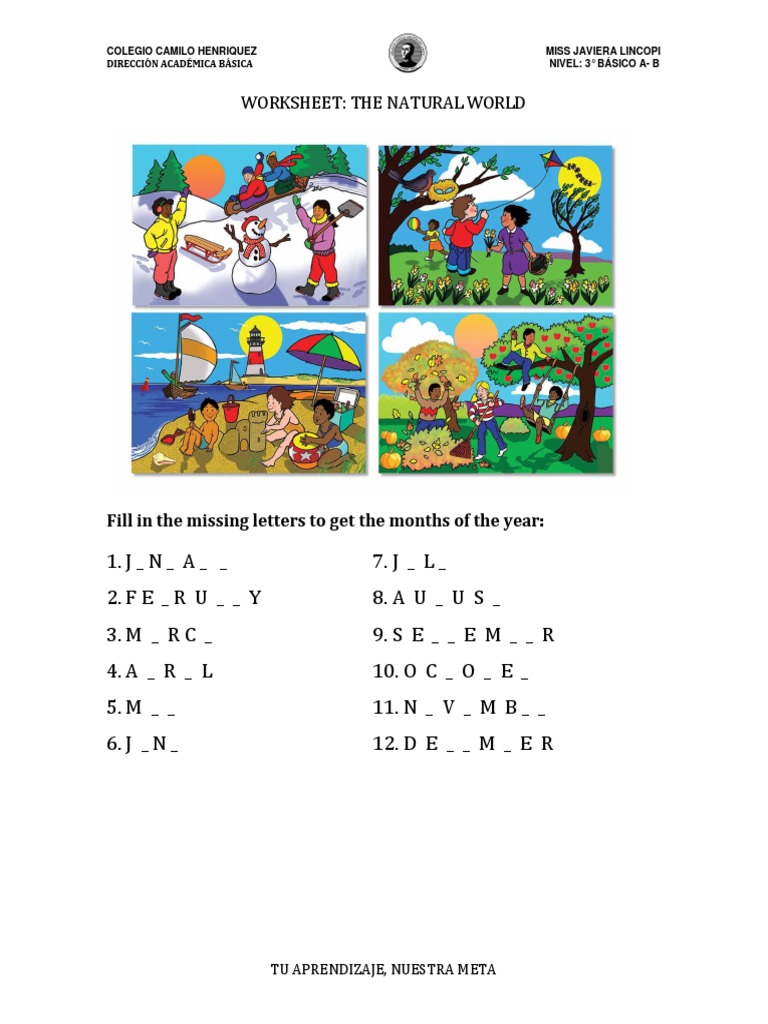 3º Año Básico - Inglés - Worksheet 2 The Natural World | PDF ...