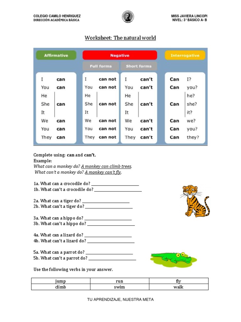 3º Año Básico - Inglés - Worksheet 2 The Natural World | PDF | Syntax ...