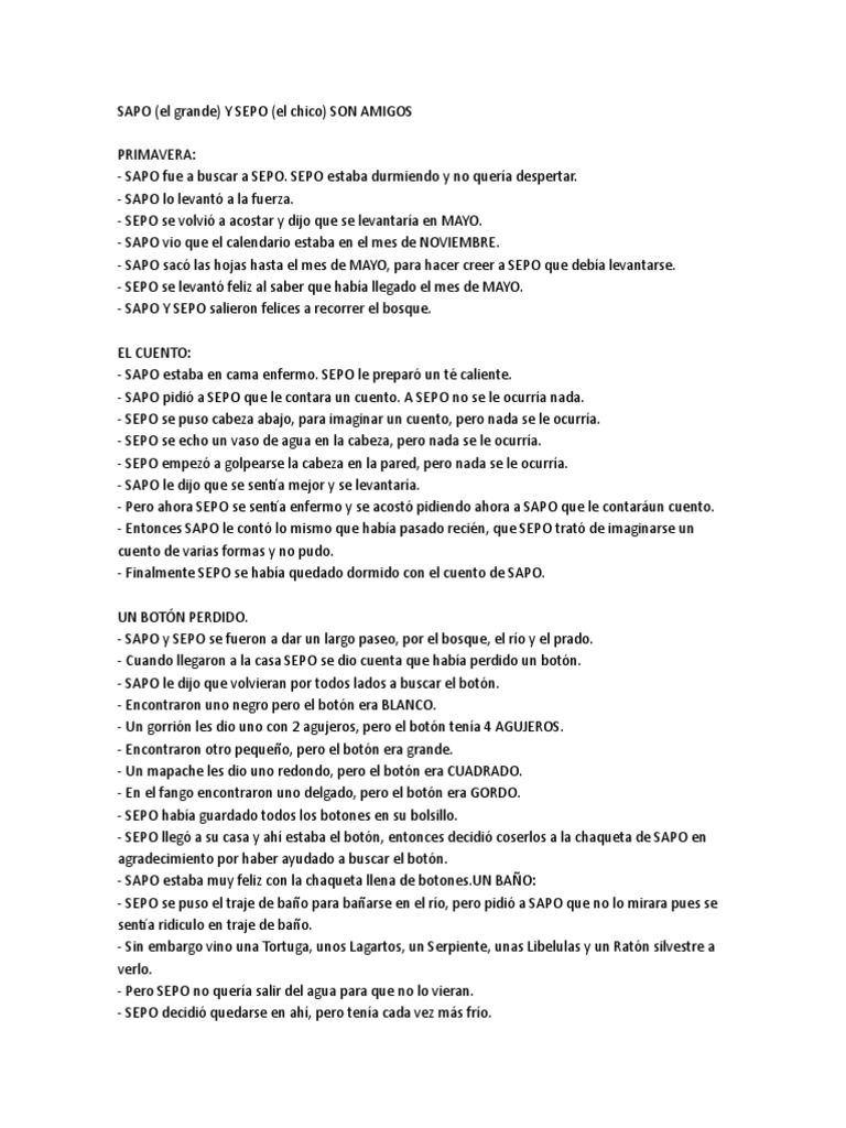 Sapo y Sepo Son Amigos | PDF | Naturaleza