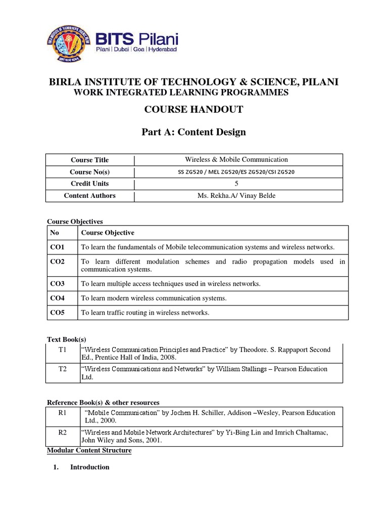 SS ZG520 Handout | PDF | Modulation | Cellular Network
