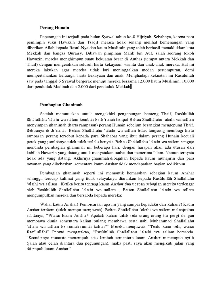Kisah Perang Hunain dan Tabuk | PDF