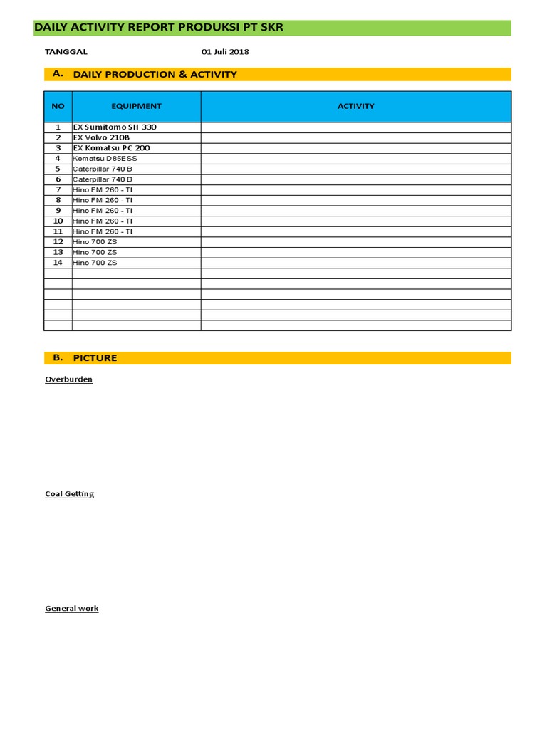 Daily Activity Report Produksi SKR | PDF | Kendaraan Militer ...