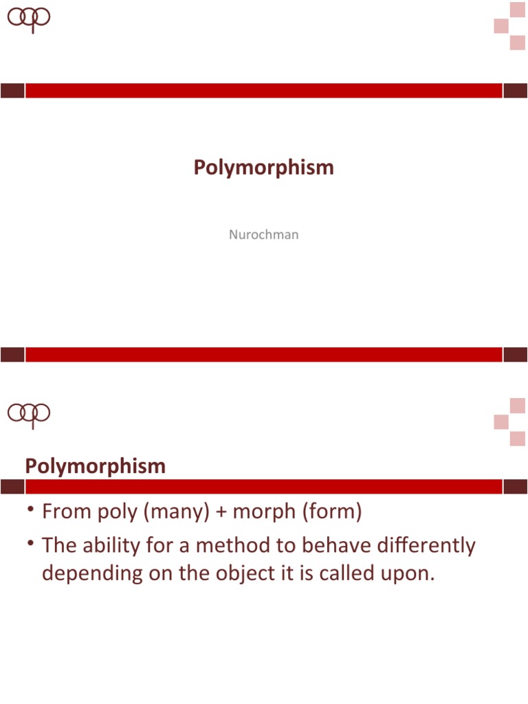 9 - Polymorphism | PDF | Method (Computer Programming) | Inheritance ...