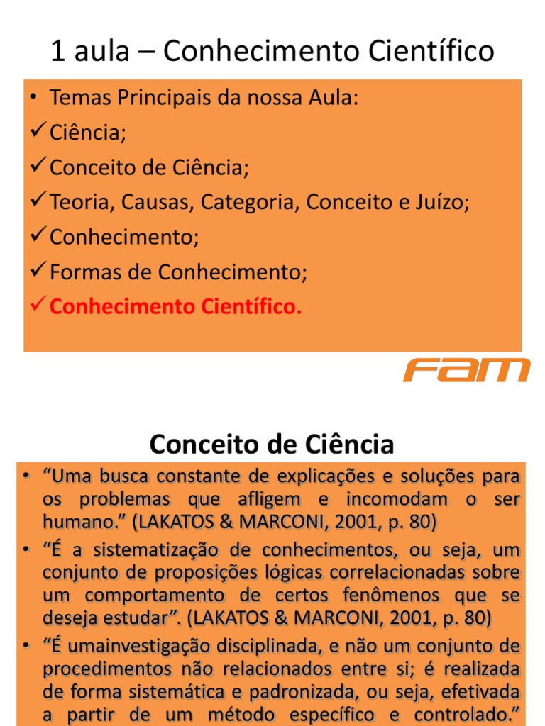 Aula 1 Conhecimento Científico 1 Pdf Pdf Science Conhecimento