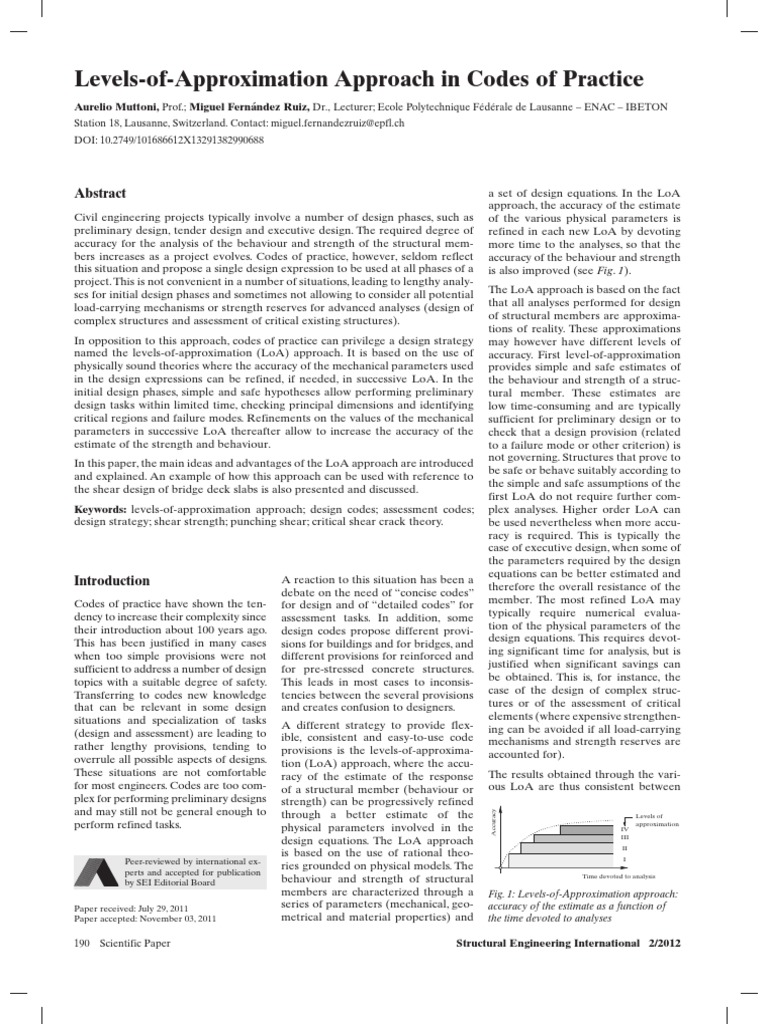 Levels-of-A Pproximation Approach in Codes of Practice: Aurelio Muttoni ...