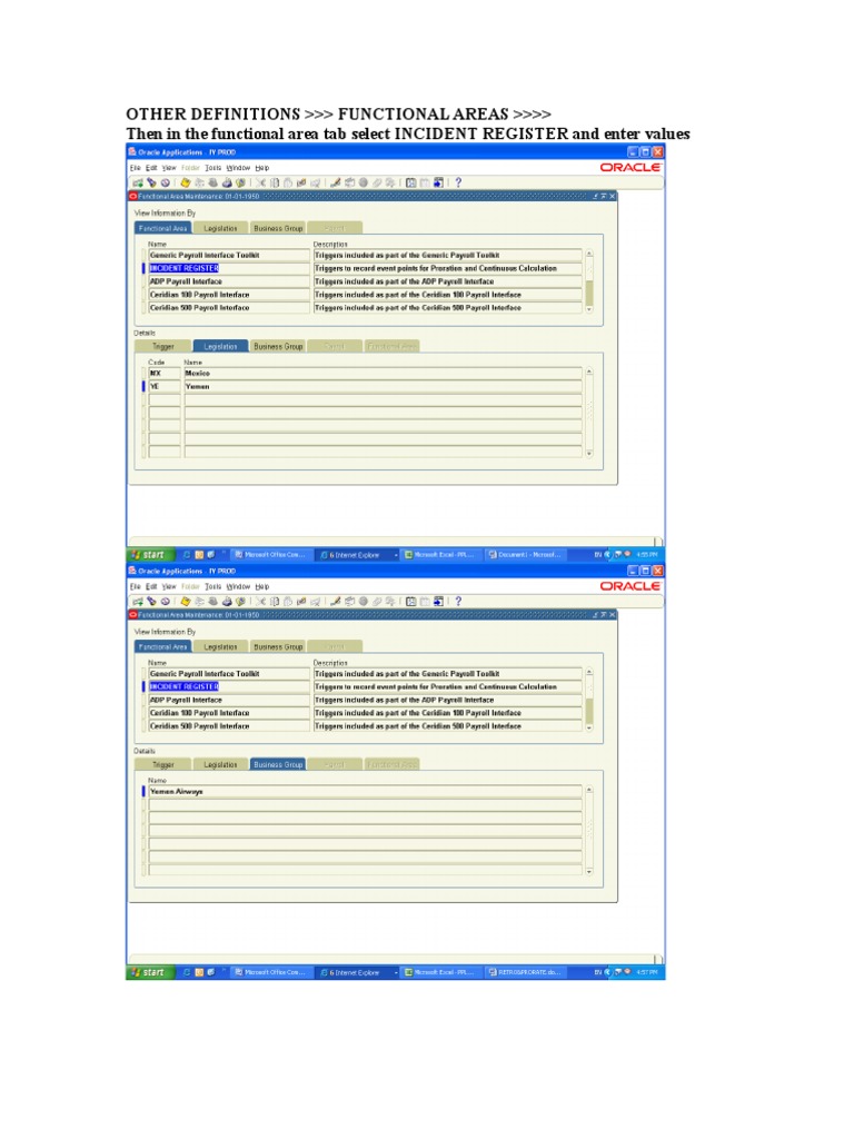 Other Definitions Functional Areas Then in The Functional Area Tab ...