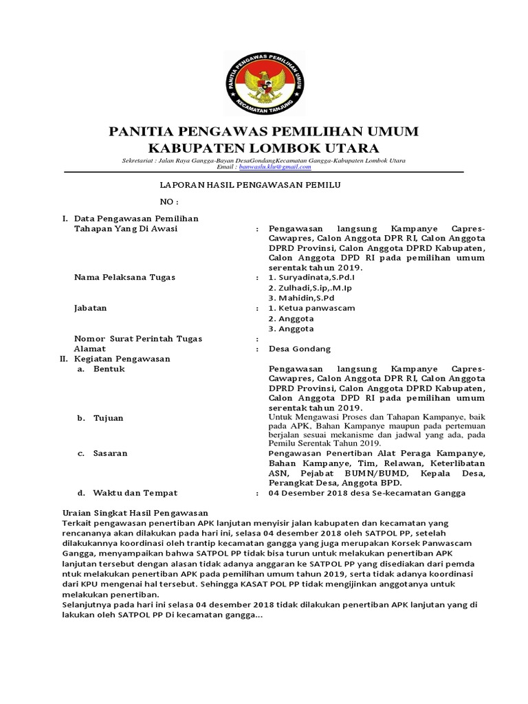 FORM A Penertiban APK Lanjutan Kec - Gangga 1 | PDF