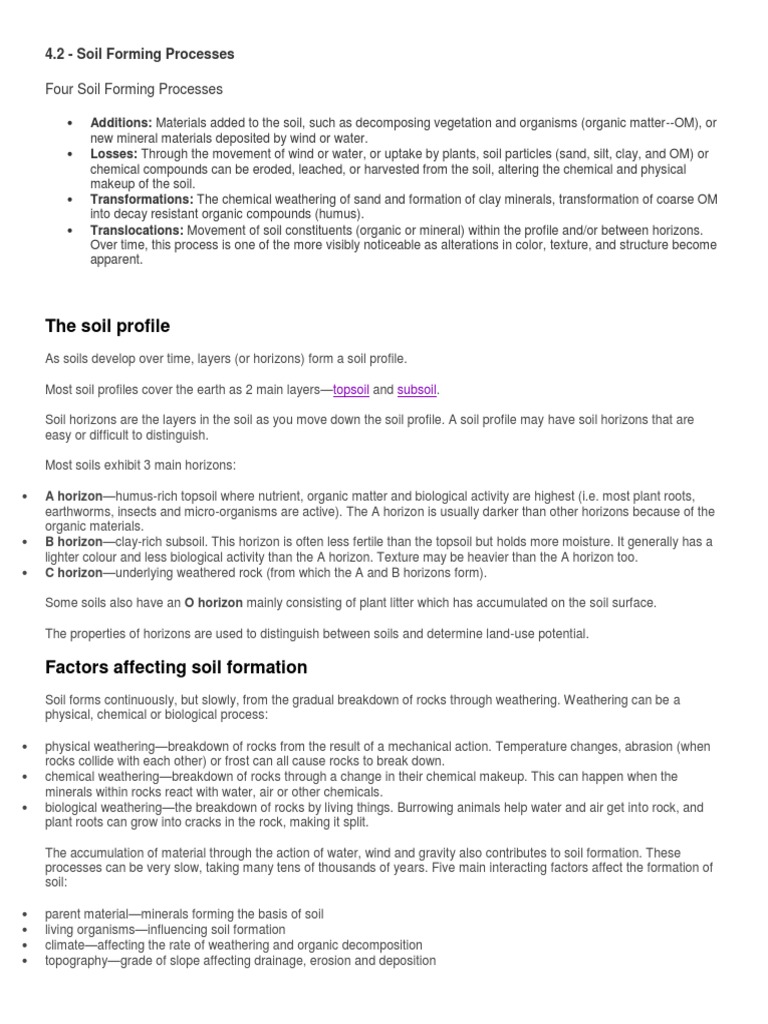 The Soil Profile: Four Soil Forming Processes | PDF | Weathering | Soil