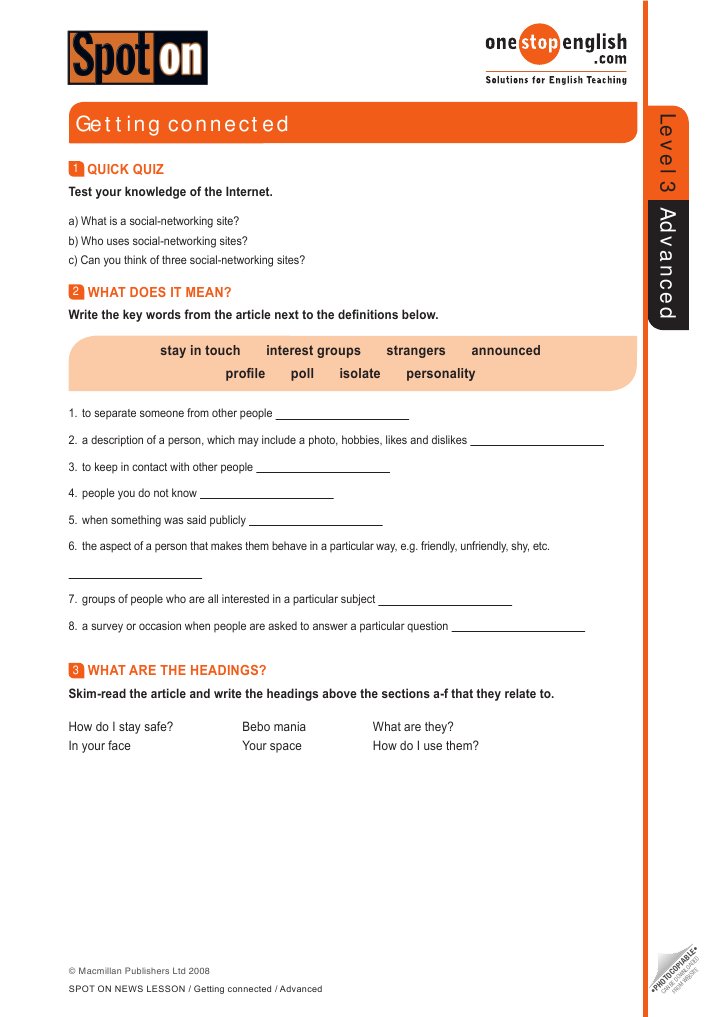 Getting Connected: Quick Quiz | PDF | Social Networking Service | Myspace