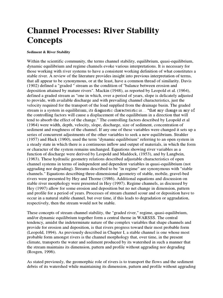River Stability Concepts: Sediment & Equilibrium | PDF | Sediment | River