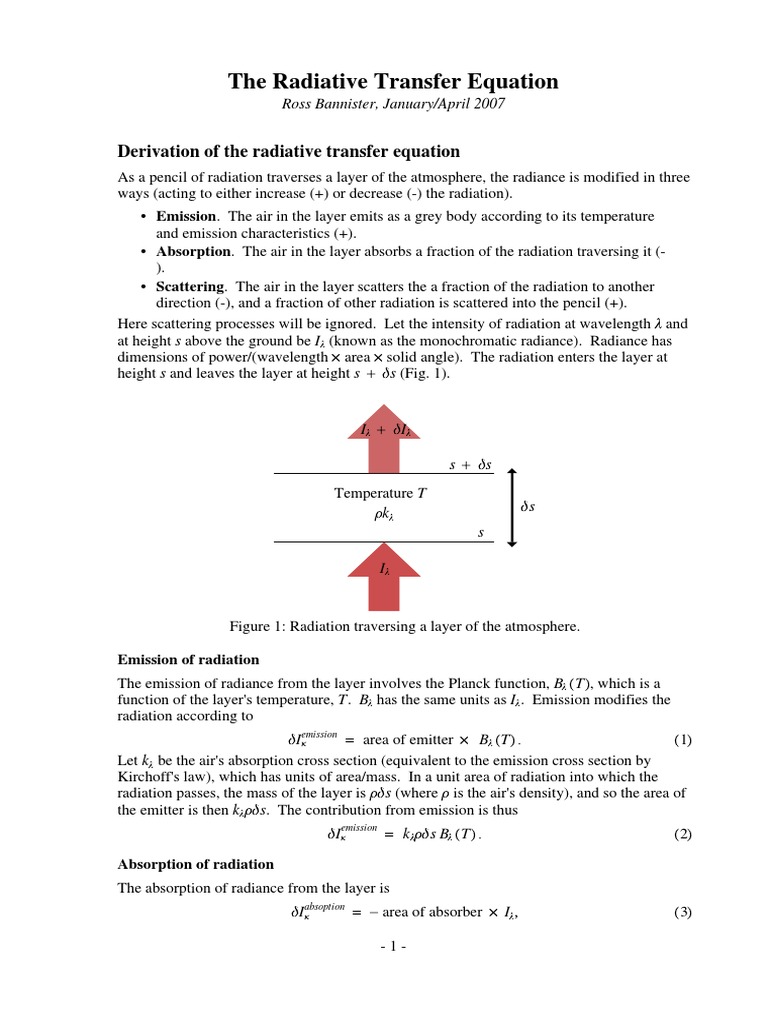 The Radiative Transfer Equation PDF | PDF | Atmosphere Of Earth ...