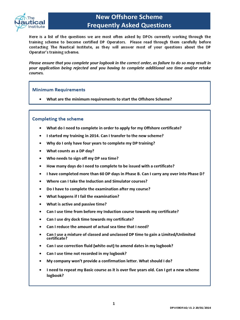 New Offshore DP Operator FAQs | PDF | Business