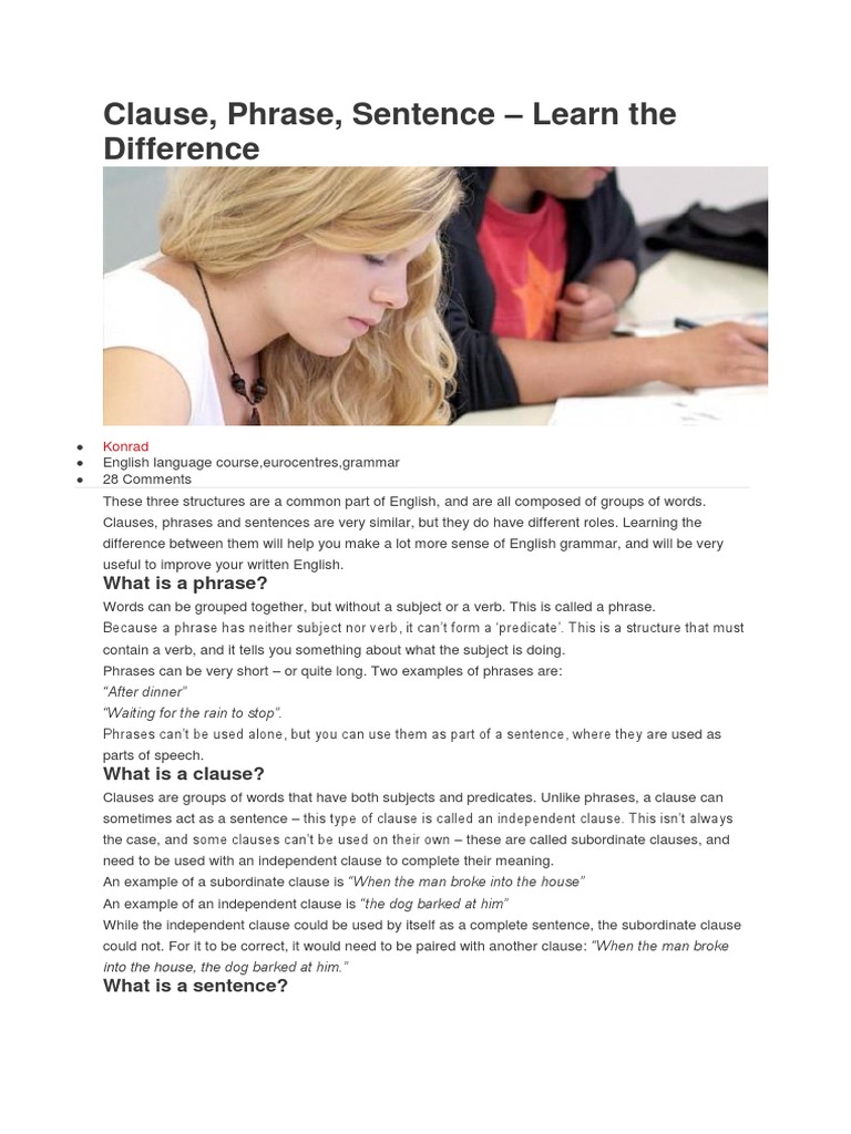 Understanding Clauses, Phrases, Sentences | PDF | Clause | Sentence ...