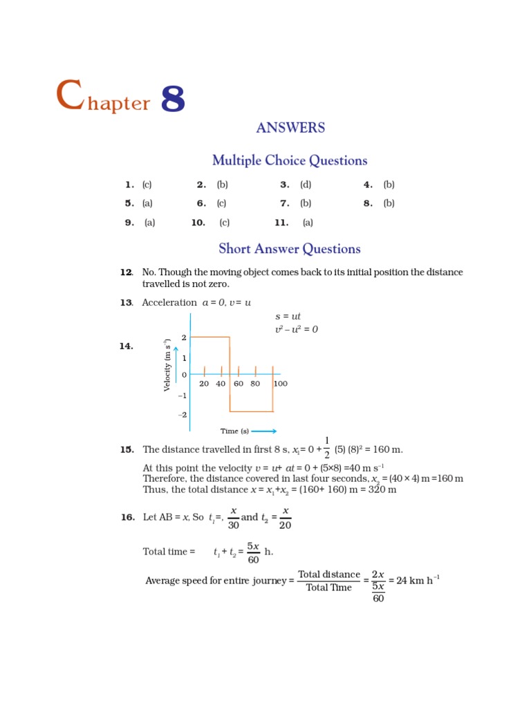 9 Science Exemplar Chapter 8 Answer | PDF | Velocity | Acceleration