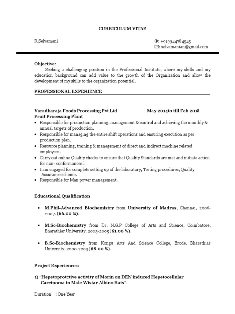 Selva Resume New | Download Free PDF | Tamil Nadu | Business