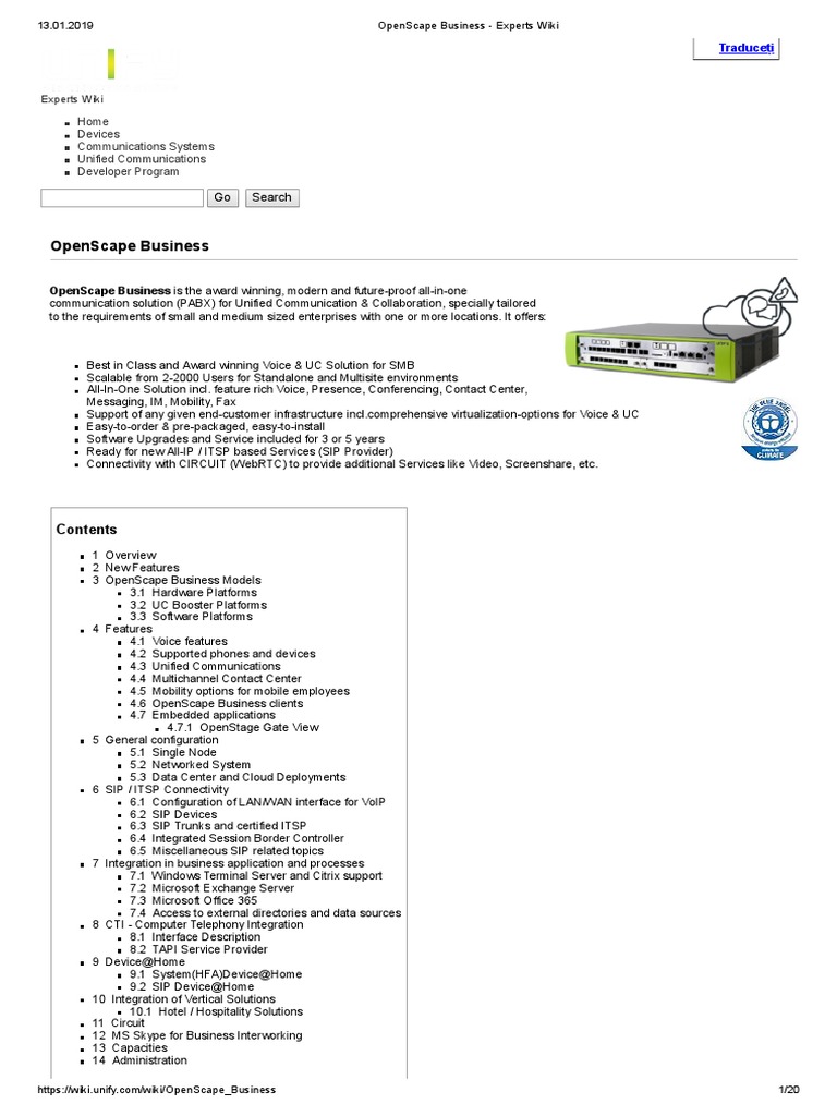 OpenScape Business - Experts Wiki | PDF | Session Initiation Protocol | Computer Network