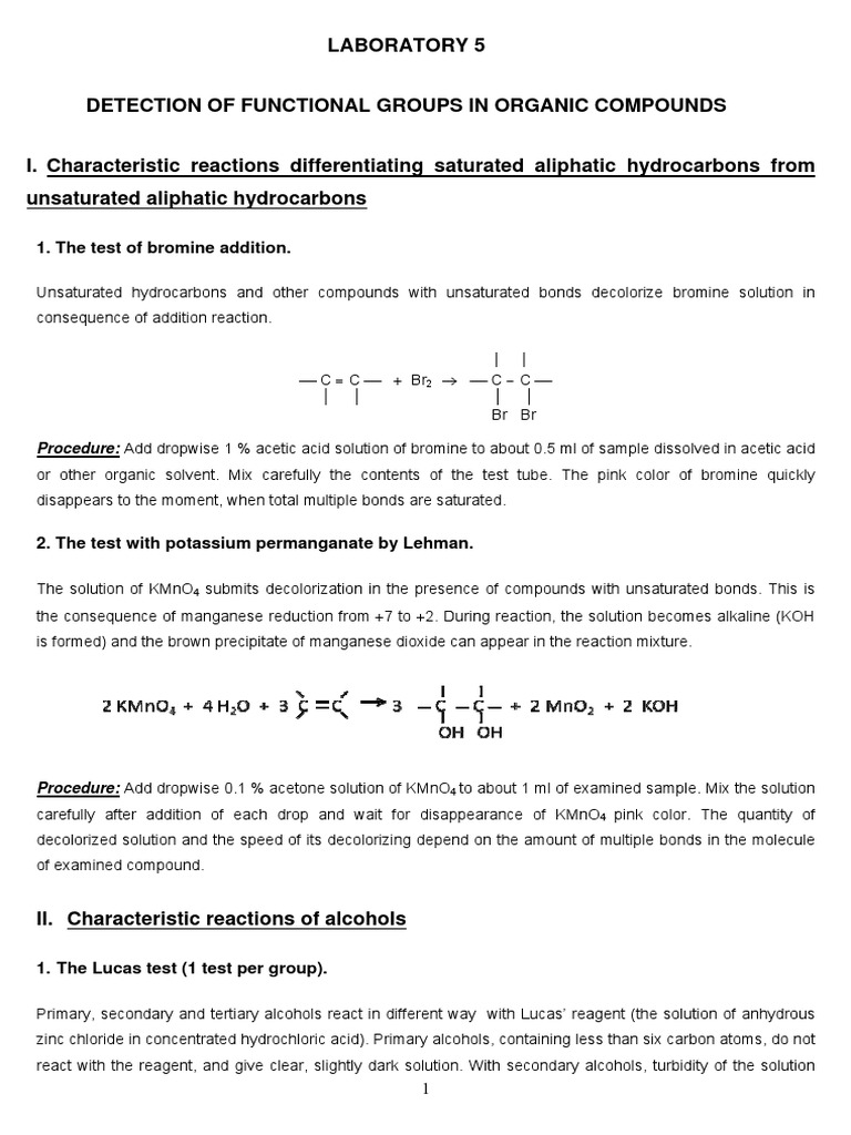 Detection of Functional Groups in Organic Compounds | PDF | Alcohol ...
