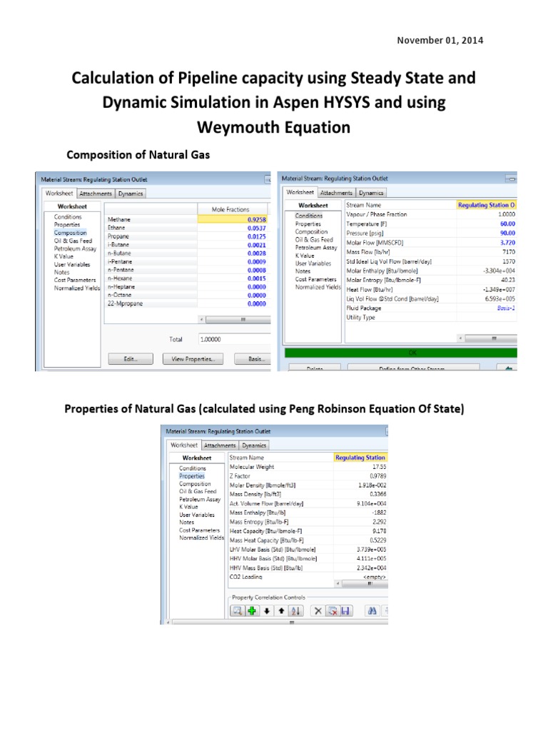 Calculation of Pipeline Capacity Using Steady State and Dynamic Simulation in Aspen HYSYS and ...