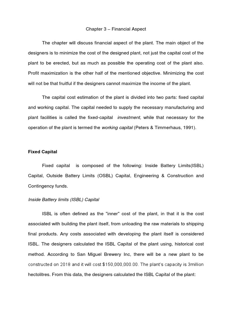 Fixed Capital: Inside Battery Limits (ISBL) Capital | PDF