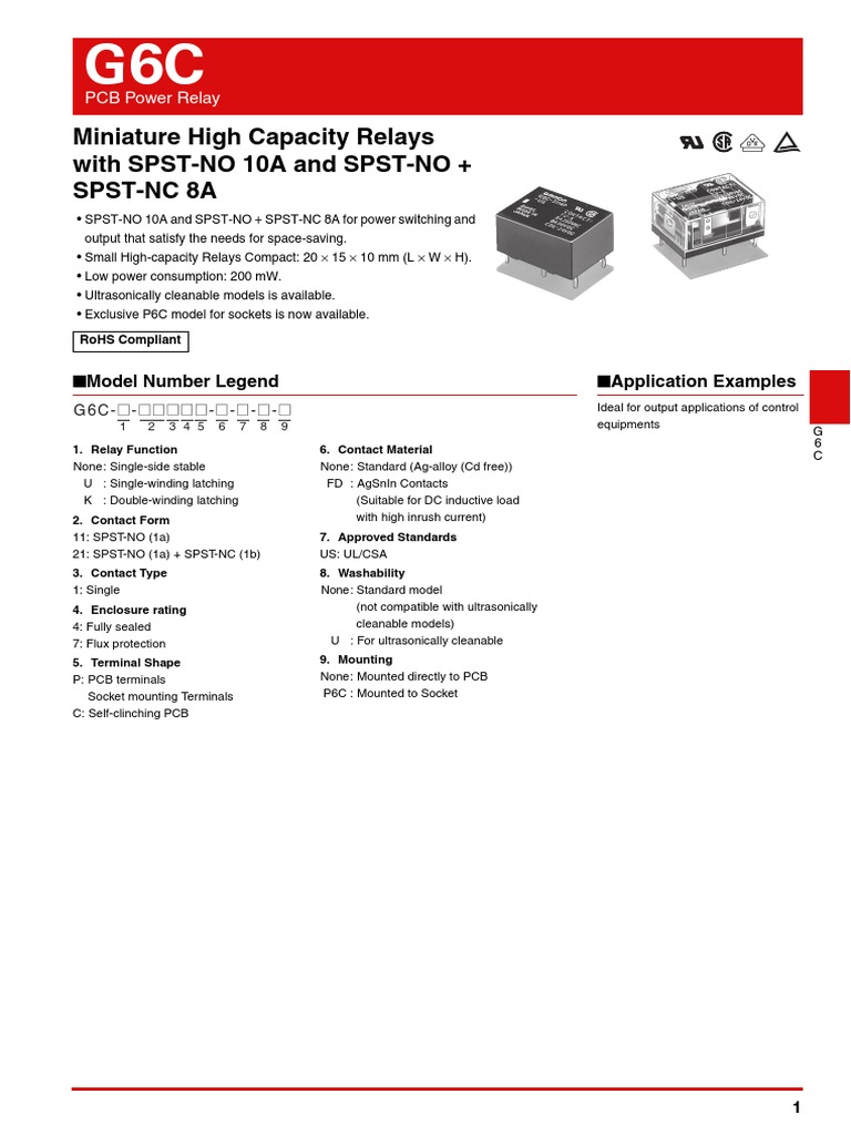 Miniature High Capacity Relays With SPST-NO 10A and SPST-NO + SPST-NC ...