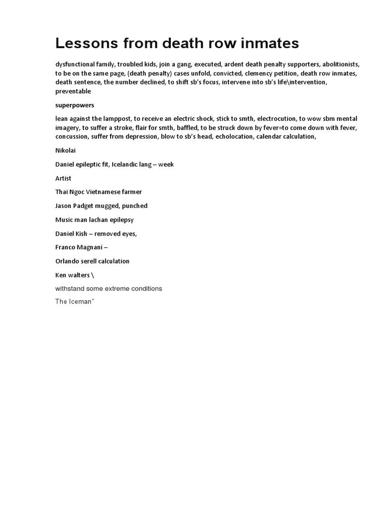 Lessons From Death Row Inmates: Superpowers | PDF