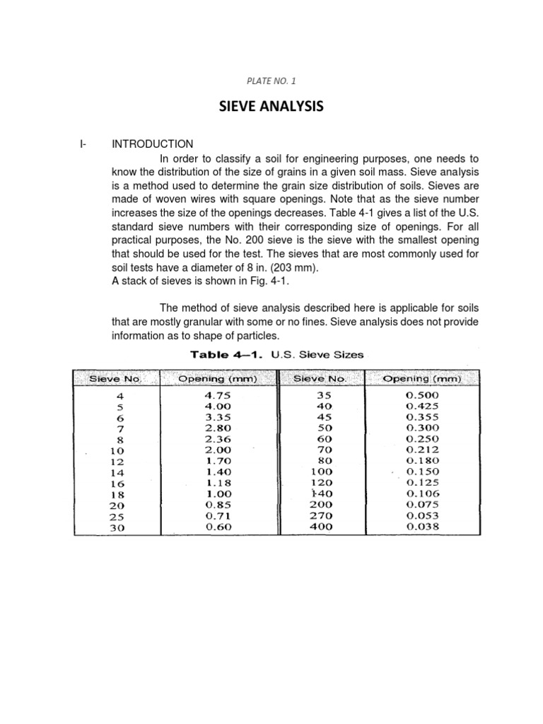 Sieve Analysis: Plate No. 1 | PDF | Nature