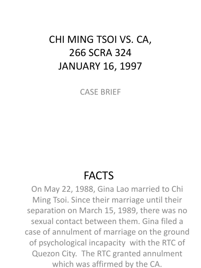 Chi Ming Tsoi vs. Ca, 266 SCRA 324 JANUARY 16, 1997: Case Brief | PDF