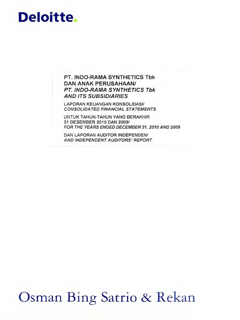 FY 2010 INDR Indorama Synthetics TBK | PDF