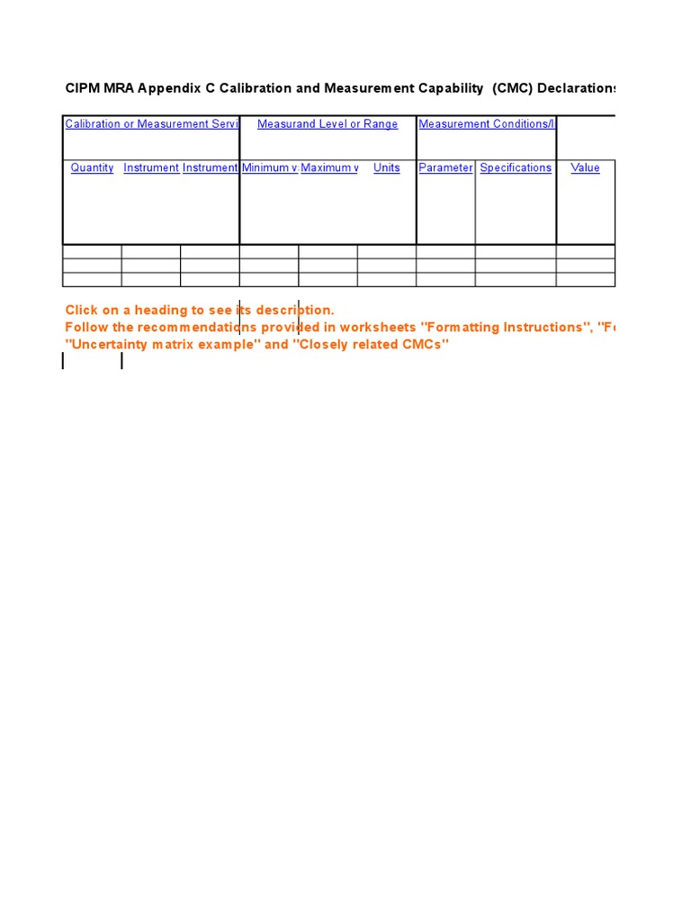 Full CMC Template Calibration | PDF | Calibration | Metrology