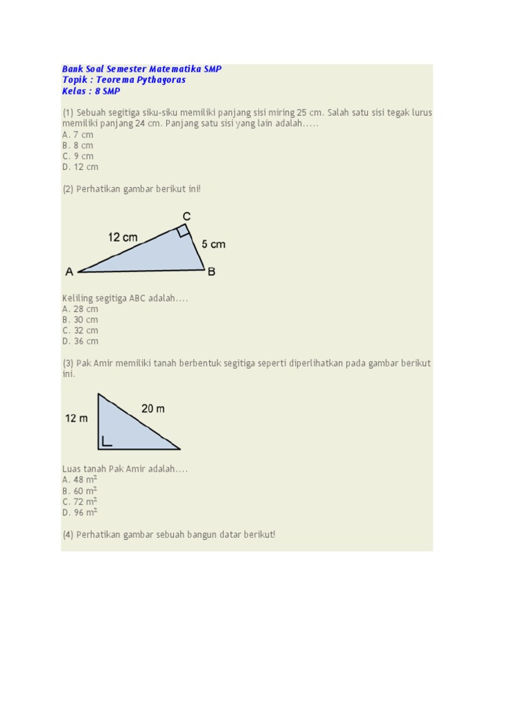 Bank Soal Semester 2 Matematika SMP | PDF