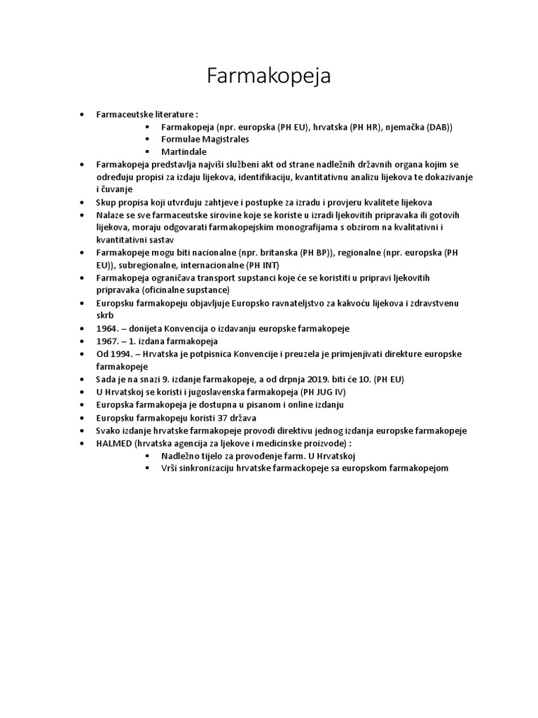 Farmaceutska Tehnologija - Farmakopeja | PDF