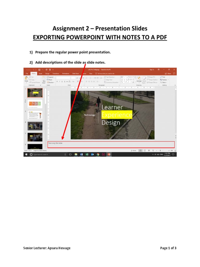 Exporting Powerpoint With Notes To A PDF | PDF