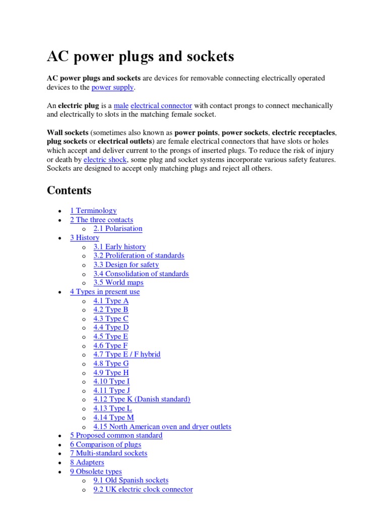 AC Power Plugs and Sockets | PDF | Ac Power Plugs And Sockets ...