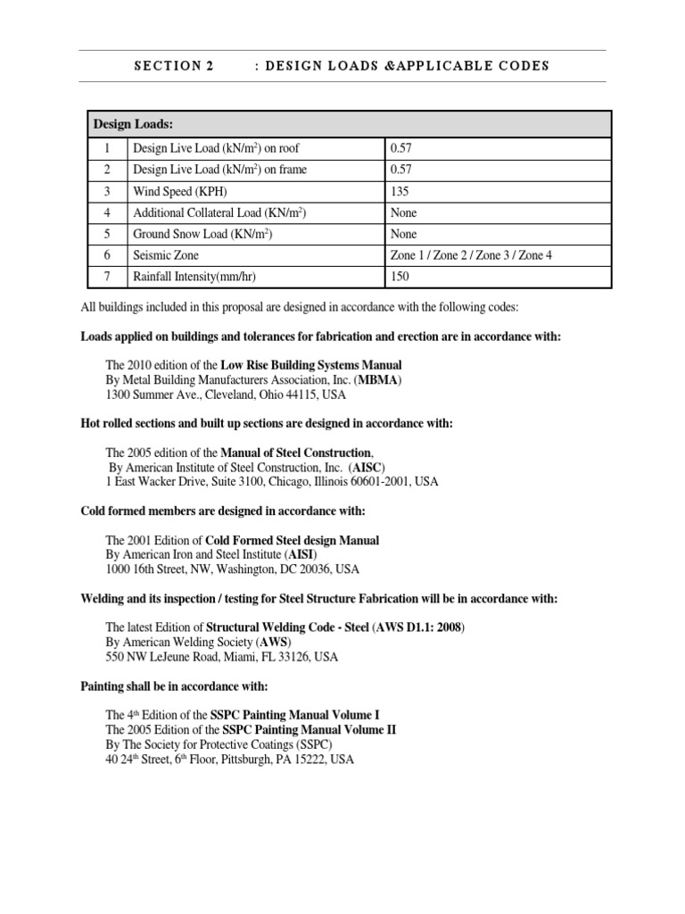 Applicable Pre-Engineered Buildings Design Codes | PDF