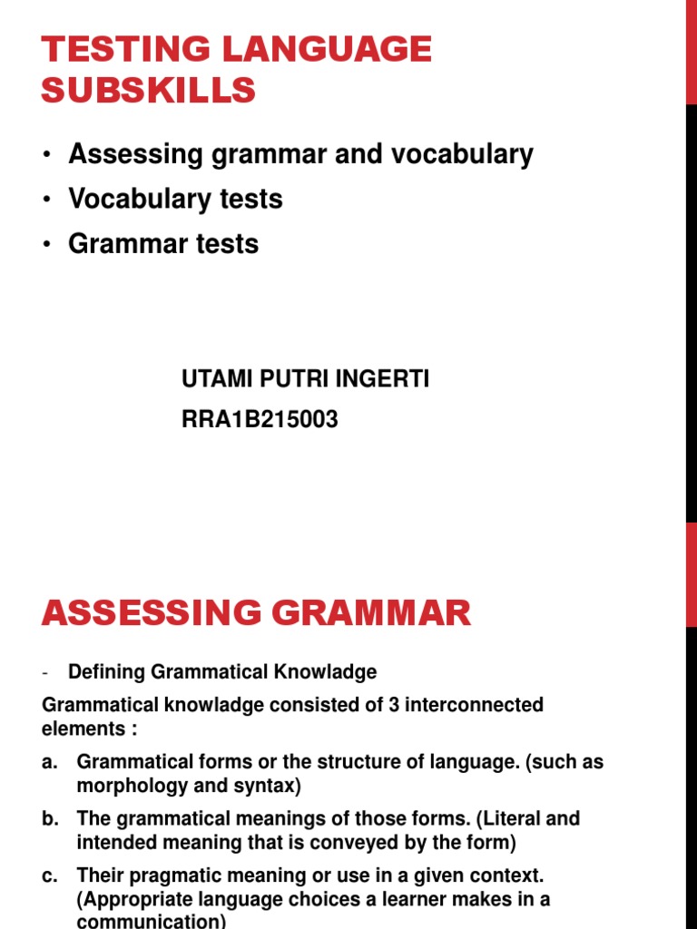 Testing Language Subskills | PDF | Word | Vocabulary