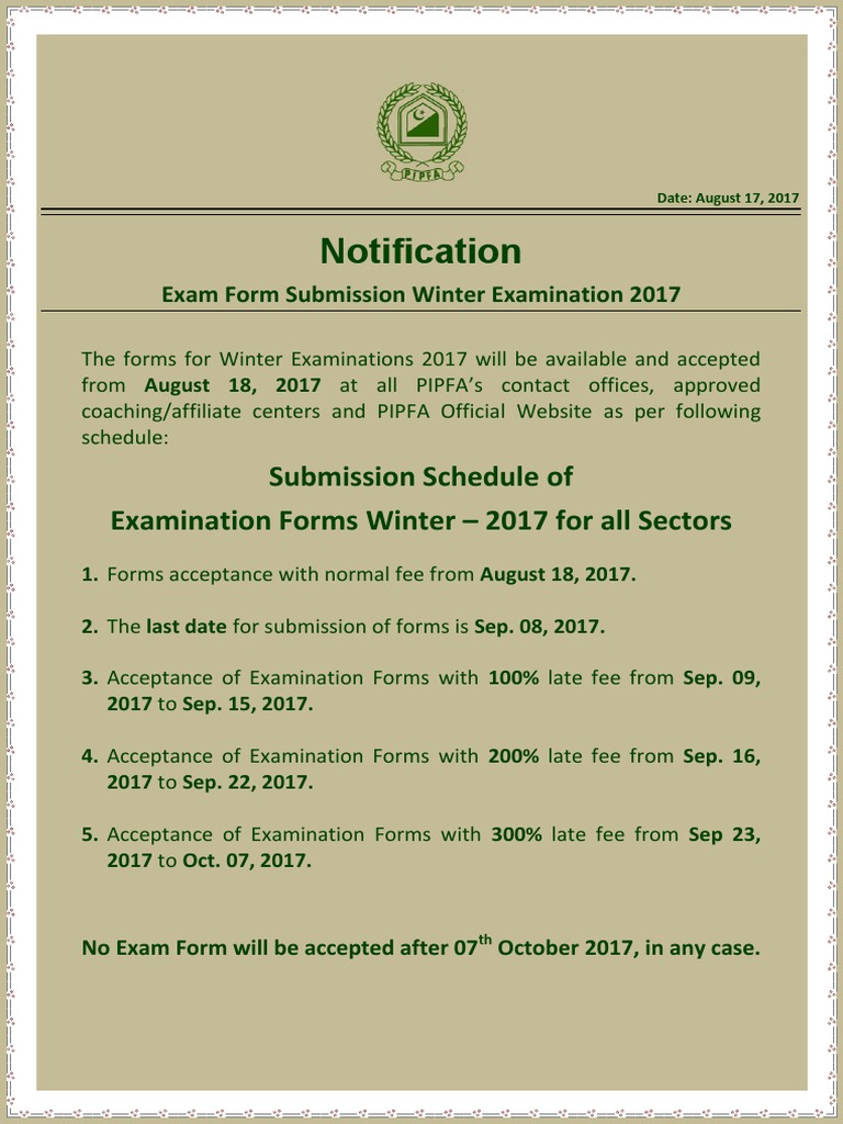 PIPFA Exemption Schedule Notification | PDF