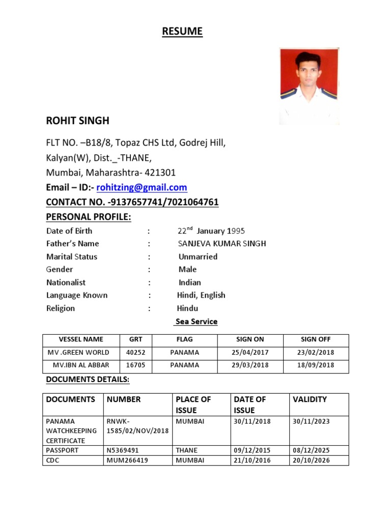Rohit Singh: Resume | PDF | Shipping