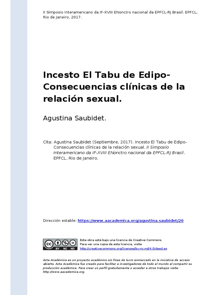 Agustina Saubidet (2017) - Incesto El Tabu de Edipo - Consecuencias Clinicas de La Relacion ...