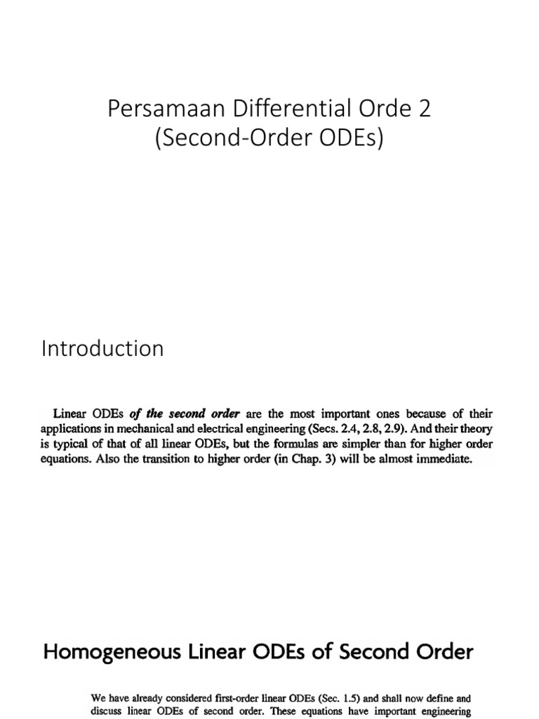 Persamaan Differential Orde 2 (Second-Order Odes) | PDF