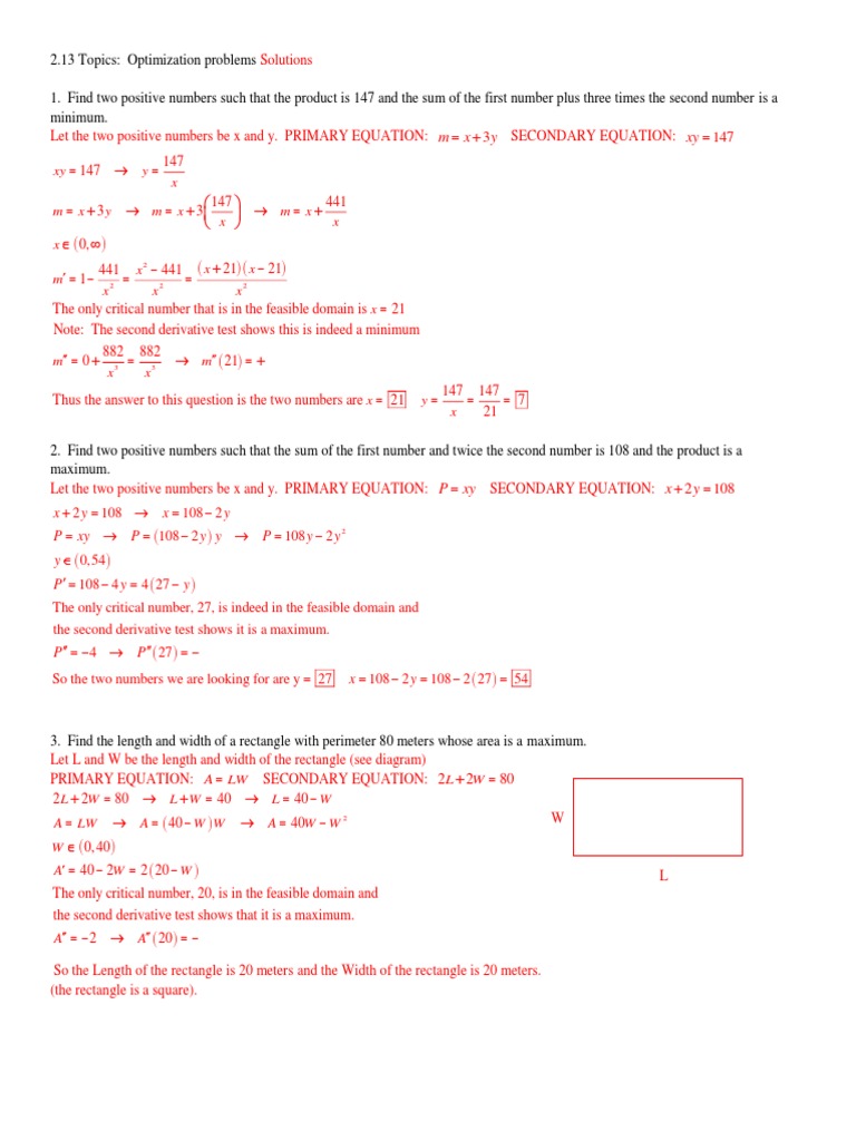 Optimization Problems and Solutions | PDF | Triangle | Area