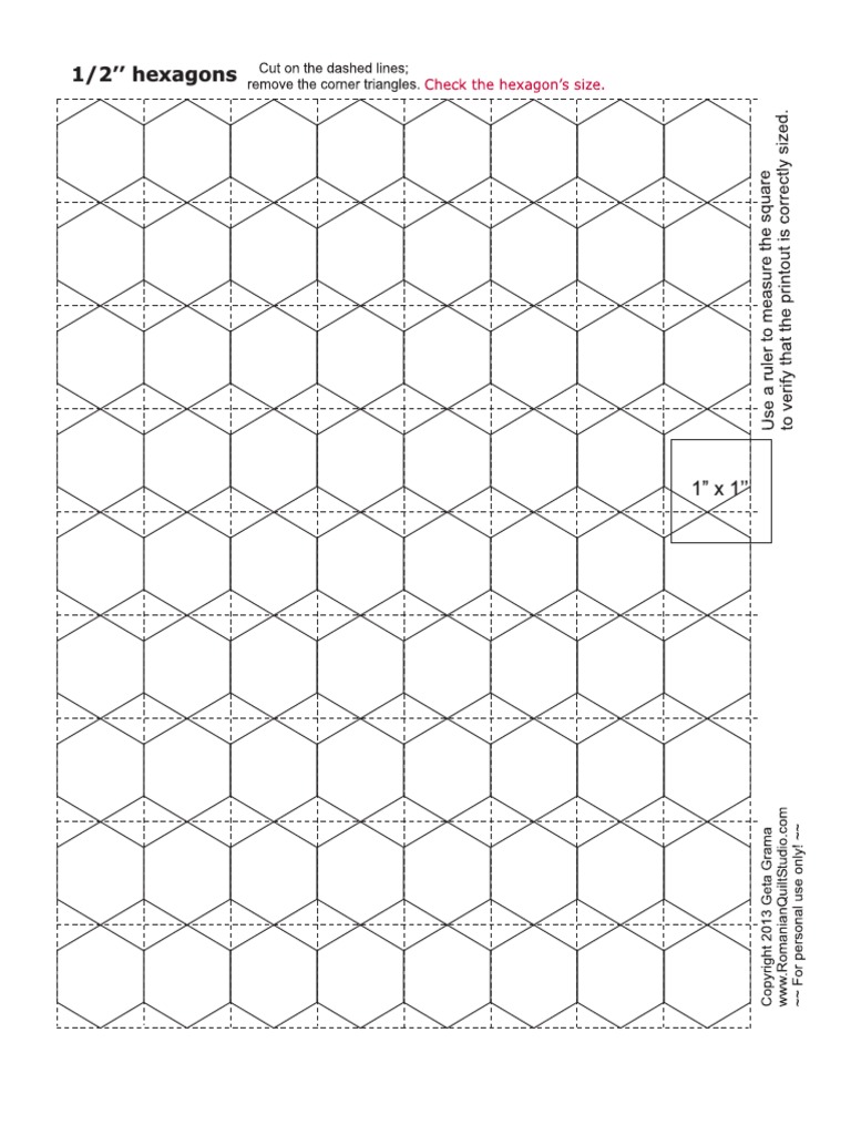 Hexagon Templates For English Paper Piecing in 6 Sizes | PDF