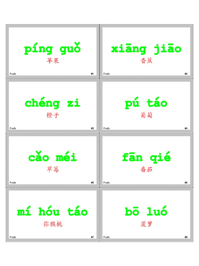 Chinese Word Flashcard Pinyin Picture | PDF