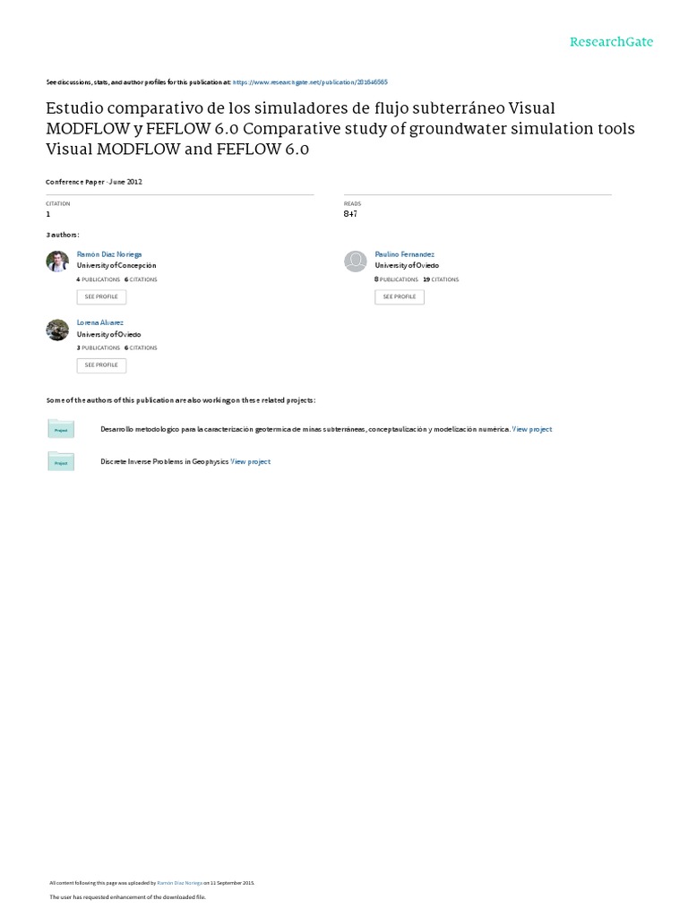 Estudio Comparativo de Los Simuladores de Ujo Subterráneo Visual MODFLOW y FEFLOW 6.0 ...