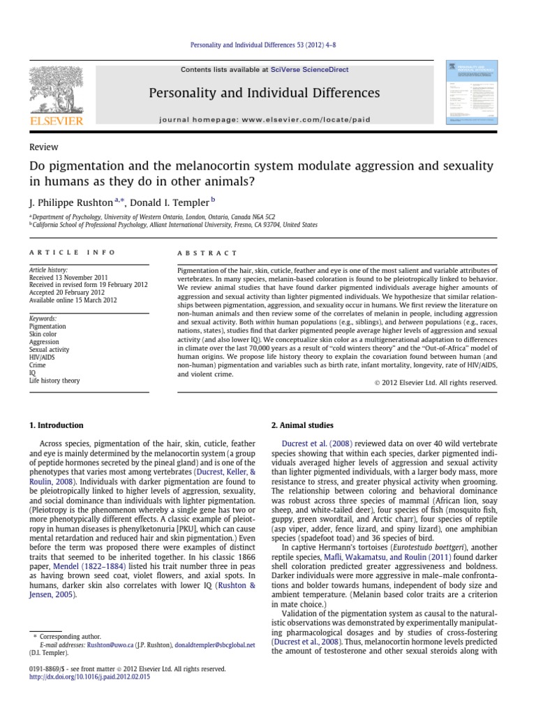 Personality and Individual Differences: J. Philippe Rushton, Donald I ...