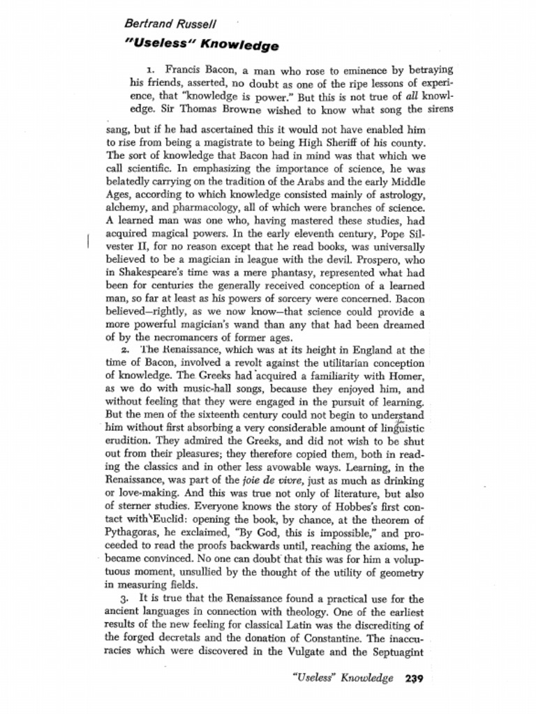 Useless Knowledge | PDF